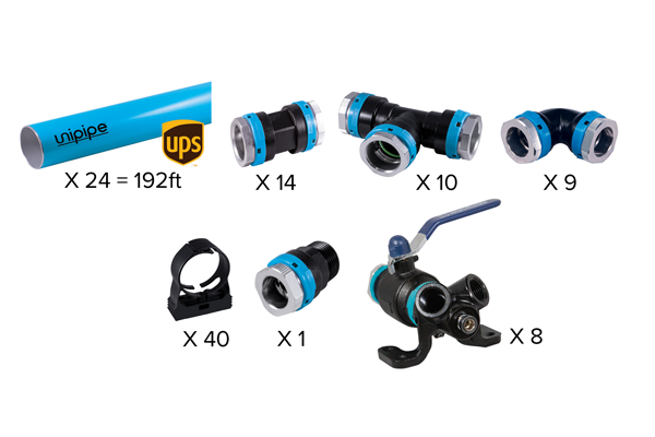 8 Drop Do-It-Yourself Kit with Dual-Port Drop Ends with Ball Valves ...